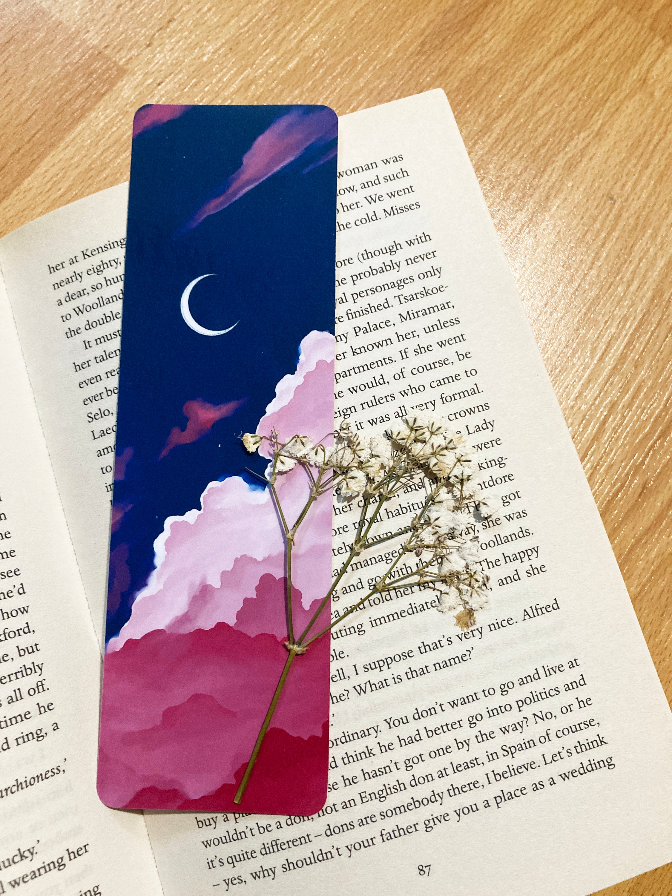 Celestial Pink Clouds Illustrated Bookmark - Laminated Rip Proof - Hand ...