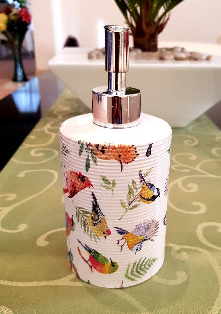 Beautiful Hand Decorated Soap Dispenser With bird Design Birthday ...