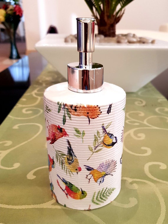 Beautiful Hand Decorated Soap Dispenser With bird | Etsy