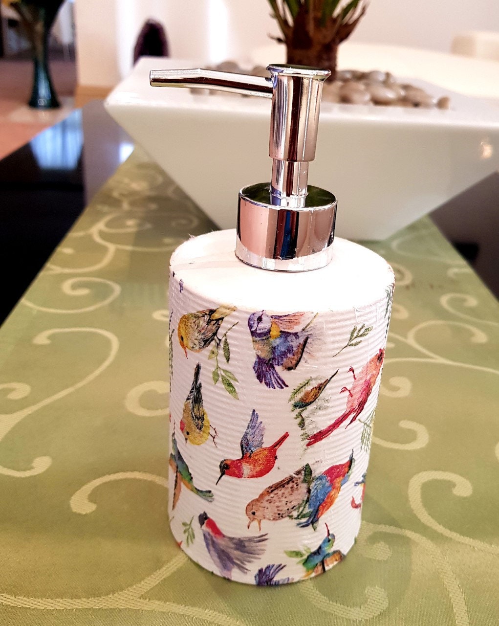 Beautiful Hand Decorated Soap Dispenser With bird Design Birthday ...