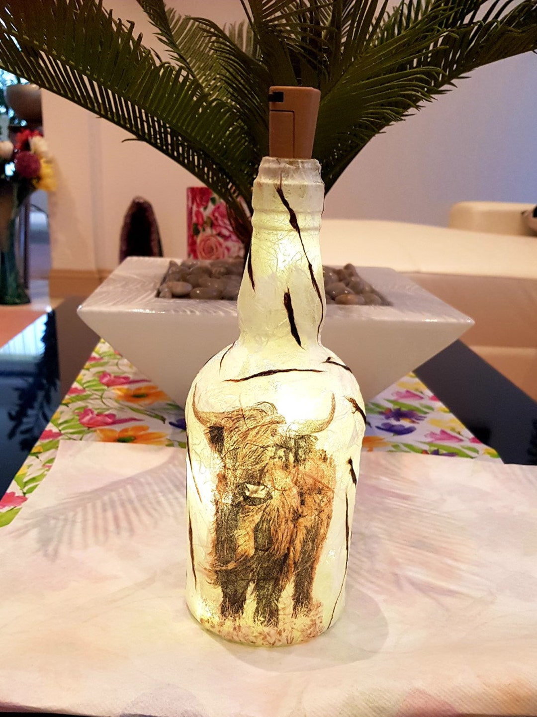 Highland Cow Light up Bottle One of a Kind Unique Birthday/anniversary ...