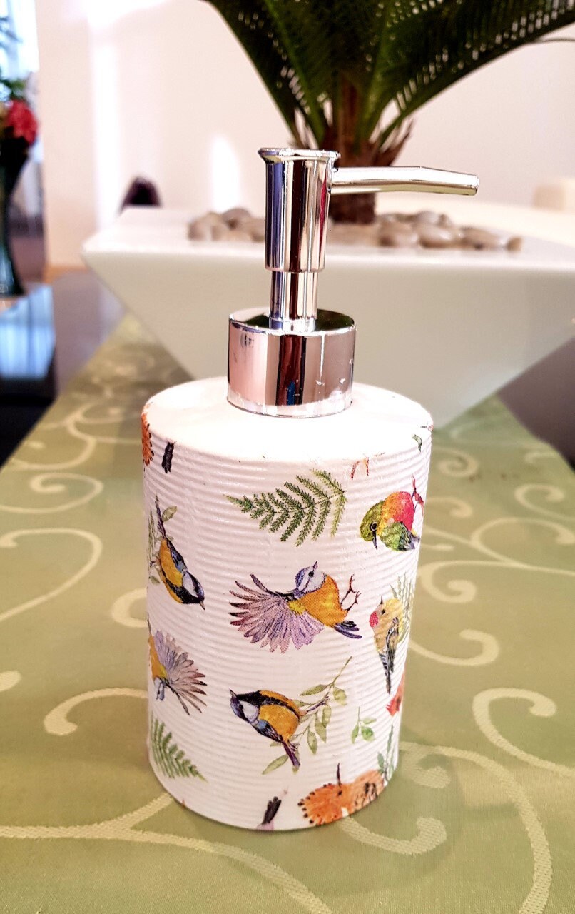 Beautiful Hand Decorated Soap Dispenser With bird Design Birthday ...