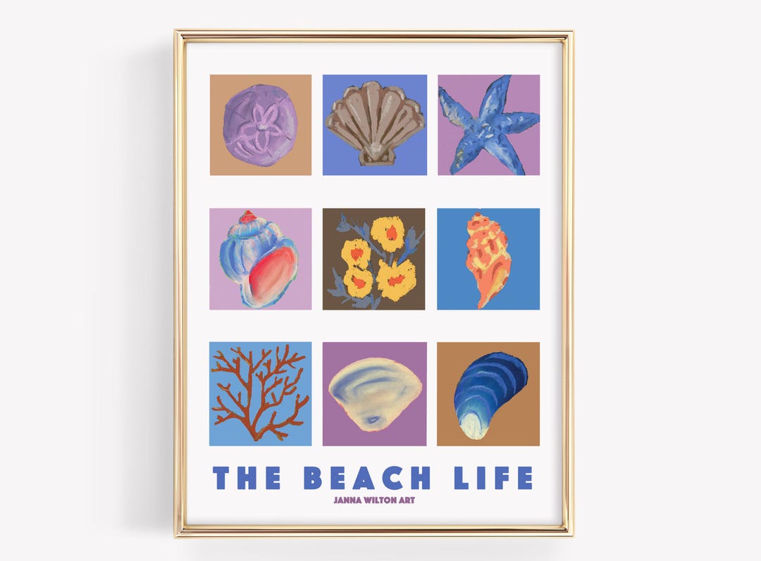 The Beach Life - Pastel Art Print - Etsy