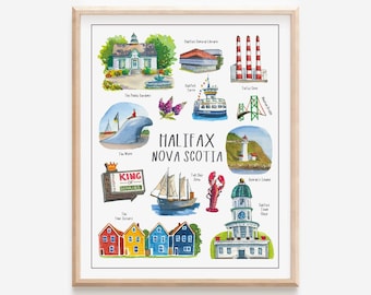 Halifax Nova Scotia Poster Art Print, City Retro Vintage Painting Wall ...