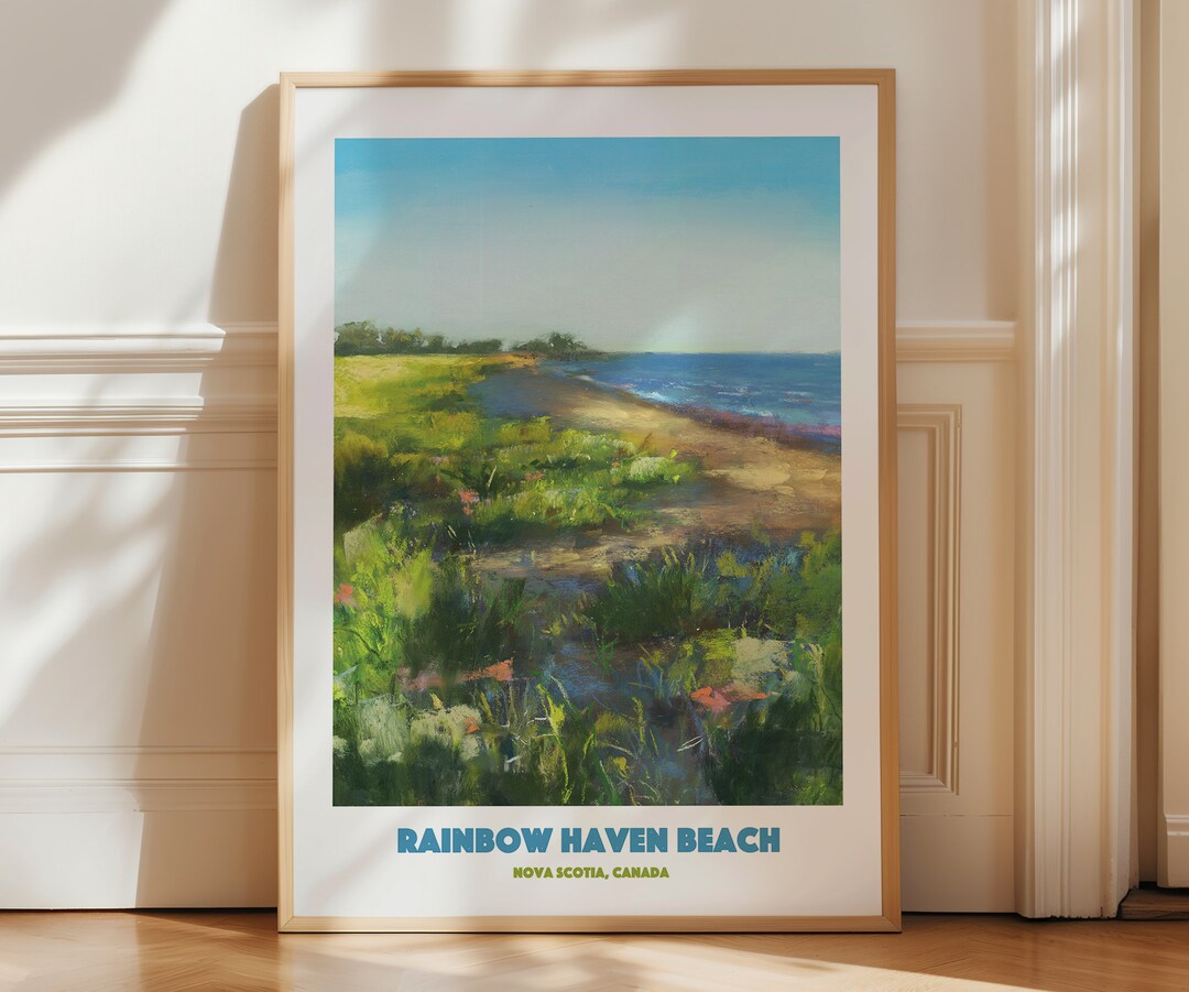 Rainbow Haven Beach Pastel Print - Etsy