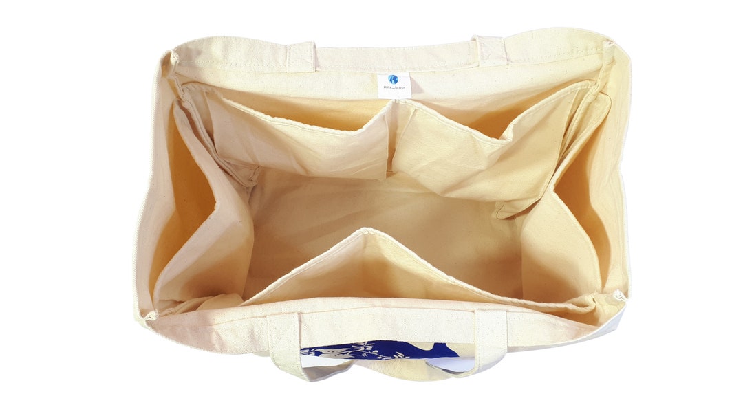 Multi Storage Compartment Large Heavy Duty Canvas Shopping Grocery ...