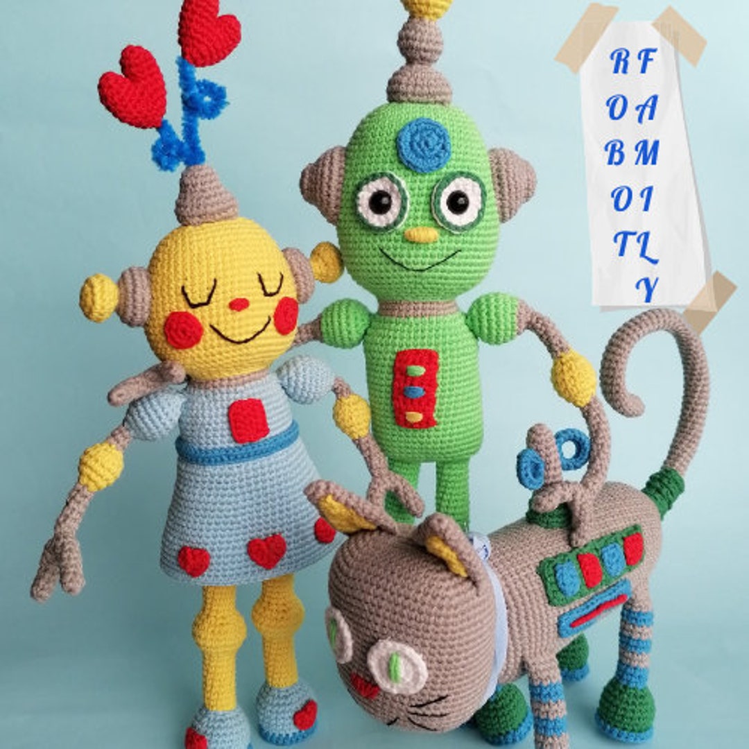 Crochet Robot Amigurumi Pack 3 Patterns Robot Family PDF English US ...