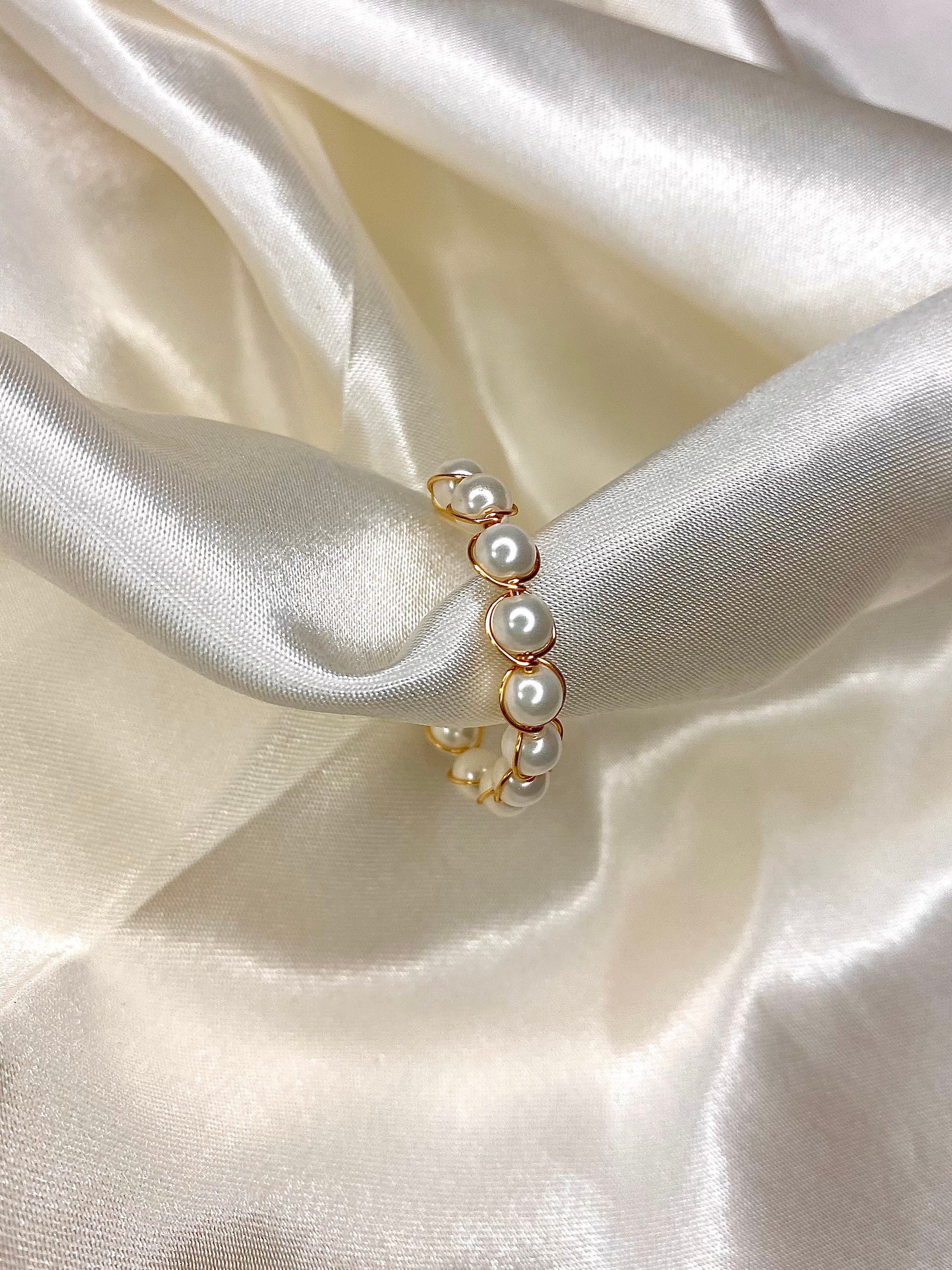 Stackable Pearl Rings White Pearl Ring Dainty Pearl Ring - Etsy