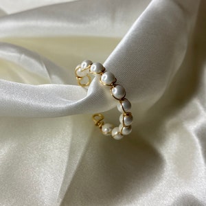 Stackable Pearl Rings, White Pearl Ring, Dainty Pearl Ring, Minimalist Style, Adjustable Ring ...