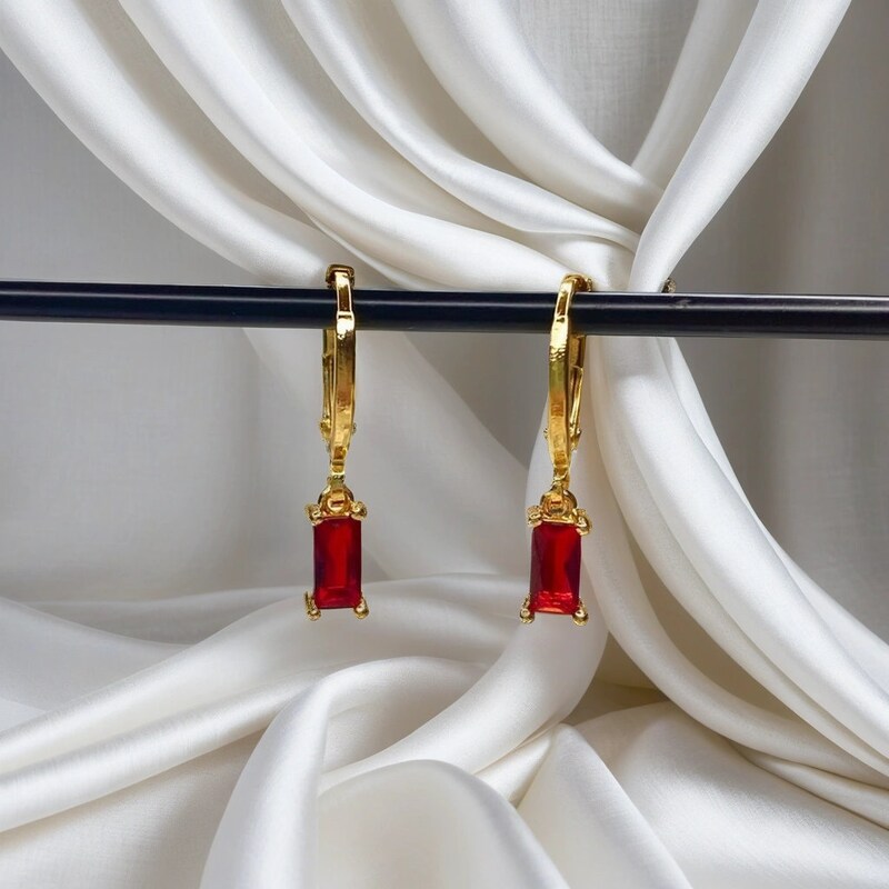 Red Jewel Earrings - Etsy