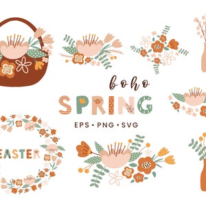 Boho Easter Clipart Bundle Easter Digital Paper Spring - Etsy