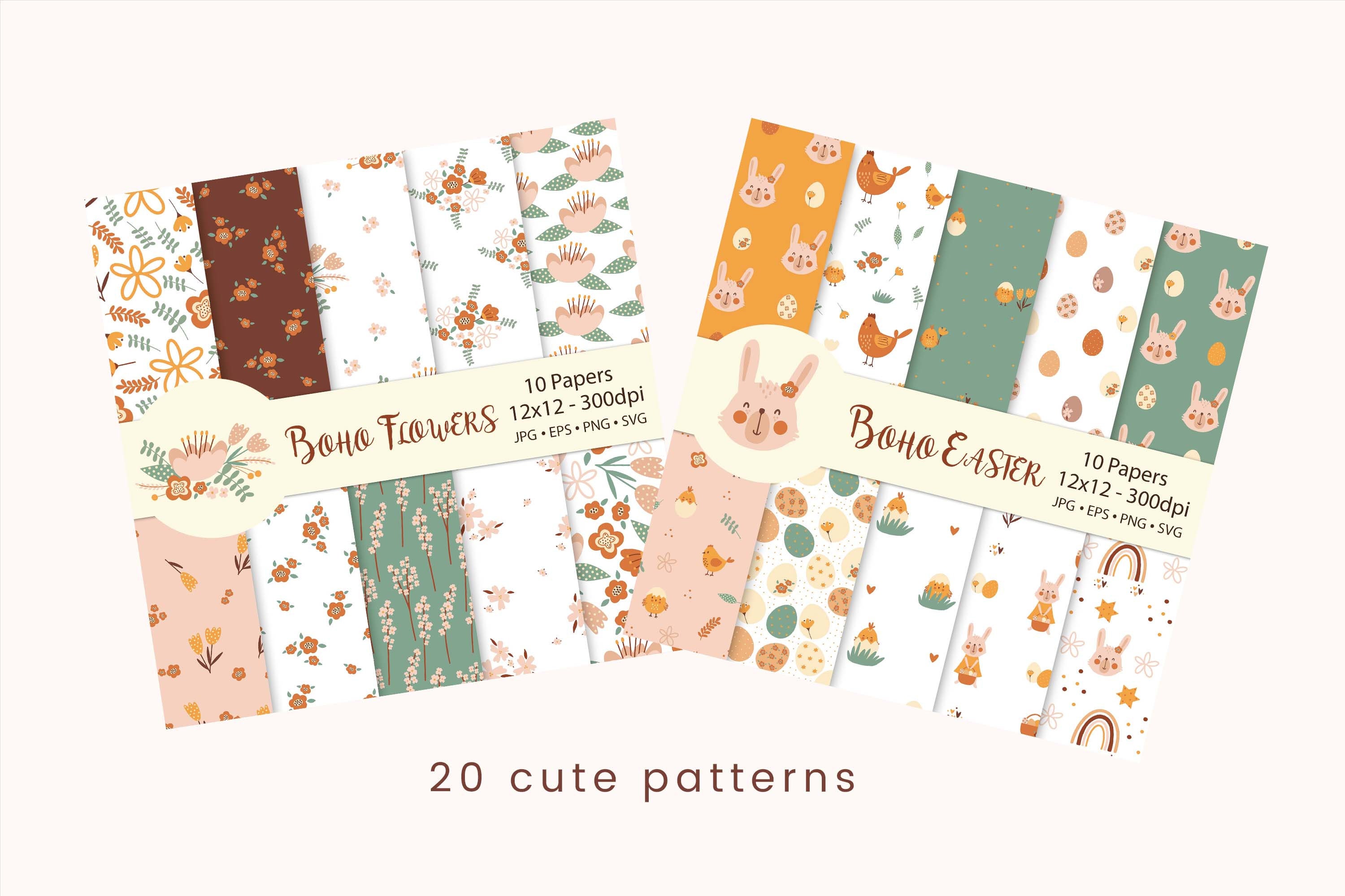 Boho Easter Clipart Bundle Easter Digital Paper Spring - Etsy