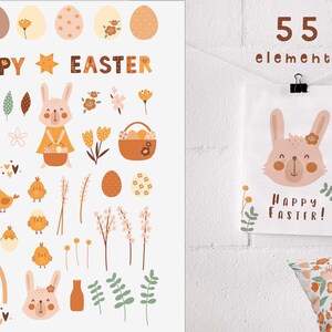 Boho Easter Clipart Bundle Easter Digital Paper Spring - Etsy