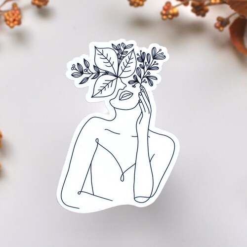 Line Art Woman Vinyl Sticker Black and White CLEAR Sticker - Etsy