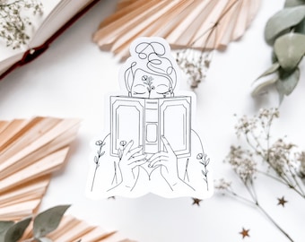 Line Art Woman Vinyl Sticker Black and White CLEAR Sticker - Etsy