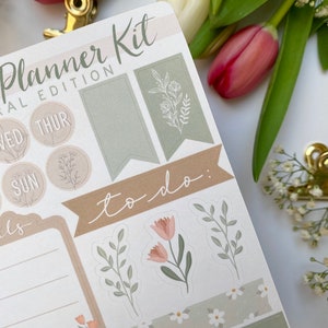 Weekly Planner Kit Floral | Flowers Weekly Spread Sticker Journal ...