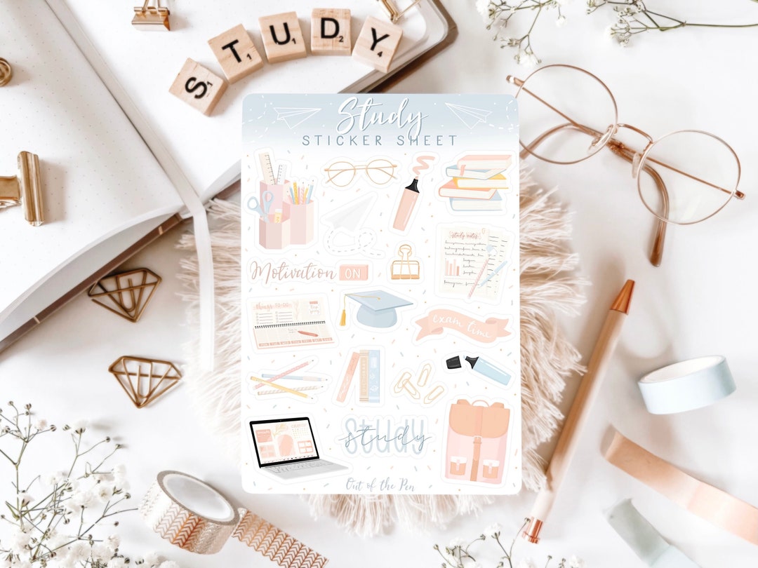 Sticker Sheet Study, Journal Stickers University, Study Planner ...