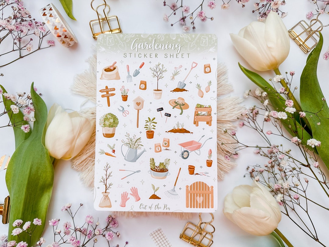 Sticker Sheet Gardening, Journal Stickers Garden, Planner Stickers ...