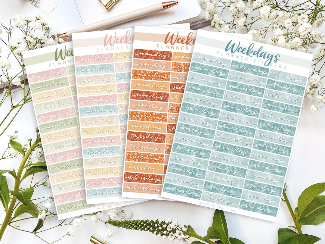 Sticker Sheet Weekdays Seasons Edition, Weekly Spread Sticker Journal ...