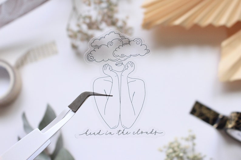 Line Art Woman Vinyl Sticker Black and White CLEAR Sticker - Etsy