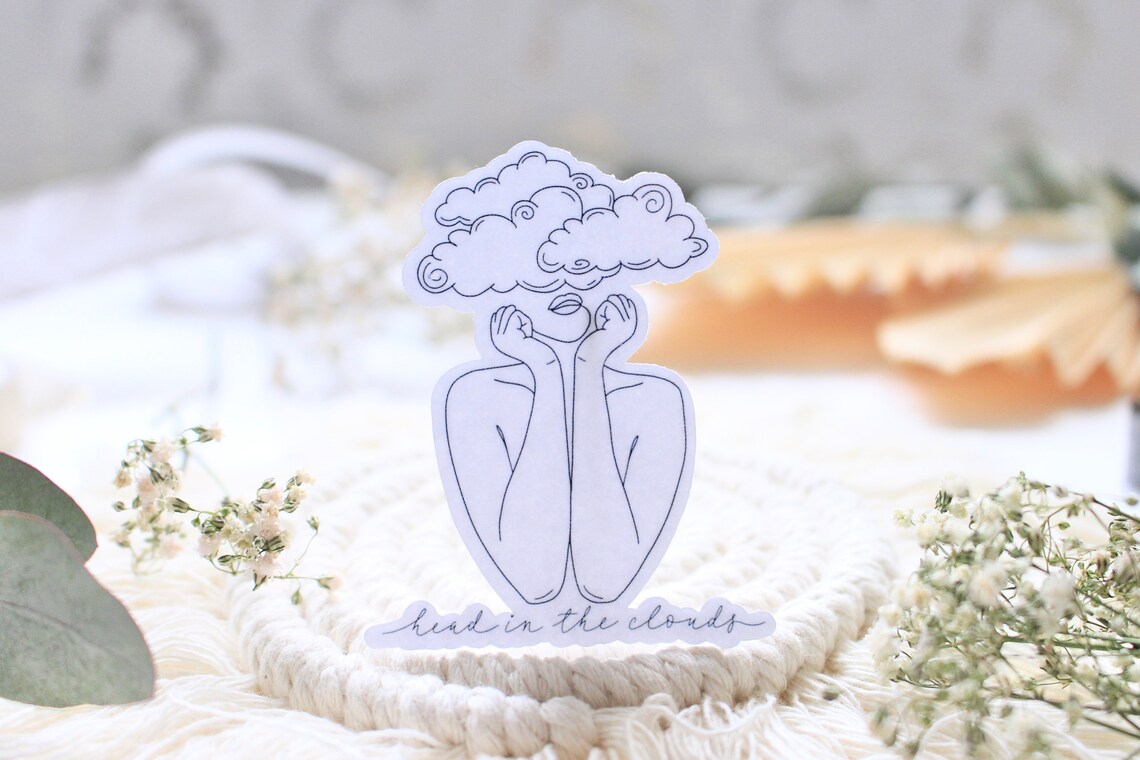 Line Art Woman Vinyl Sticker Black and White CLEAR Sticker - Etsy
