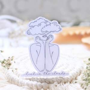 Line Art Woman Vinyl Sticker Black and White, CLEAR Sticker for Journal ...