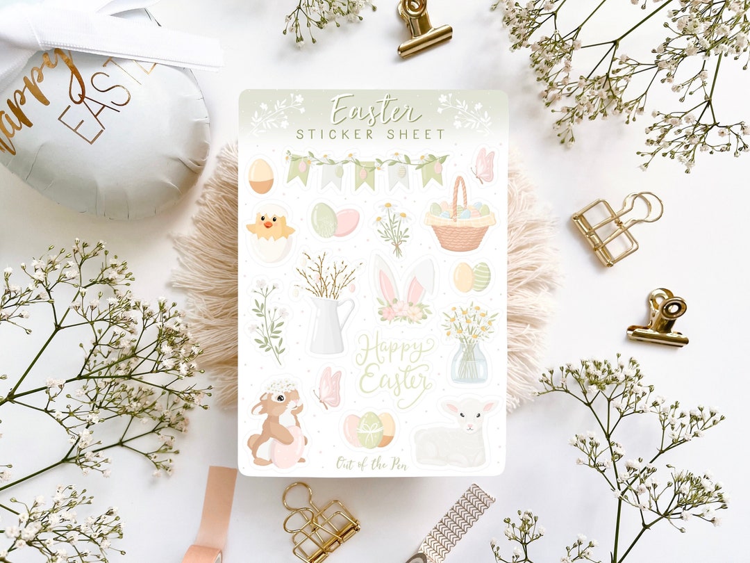 Sticker Sheet Easter, Journal Stickers, Easter Stickers for Easter ...