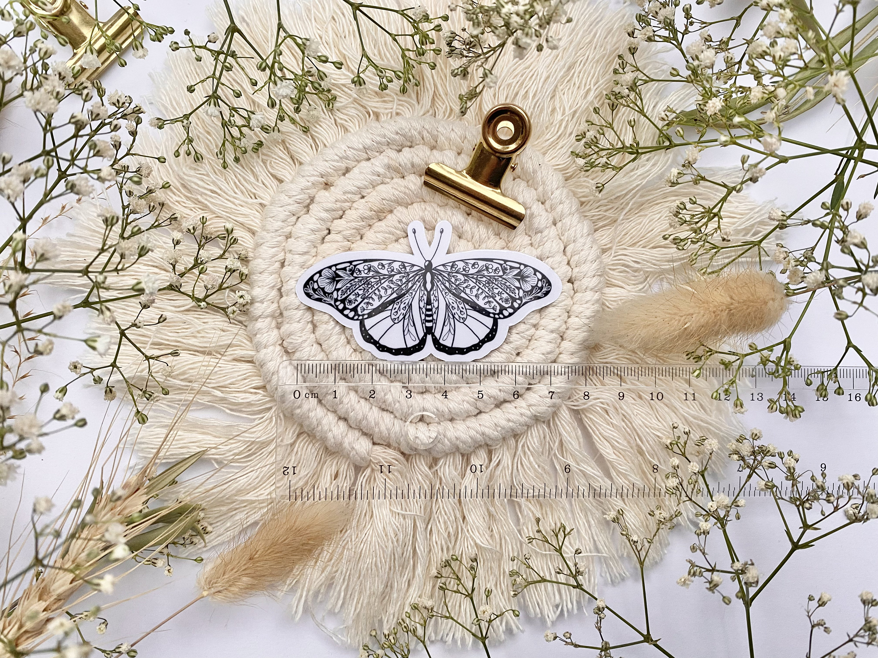 Line Art Butterfly Vinyl Sticker Black, CLEAR Sticker, Transparent ...