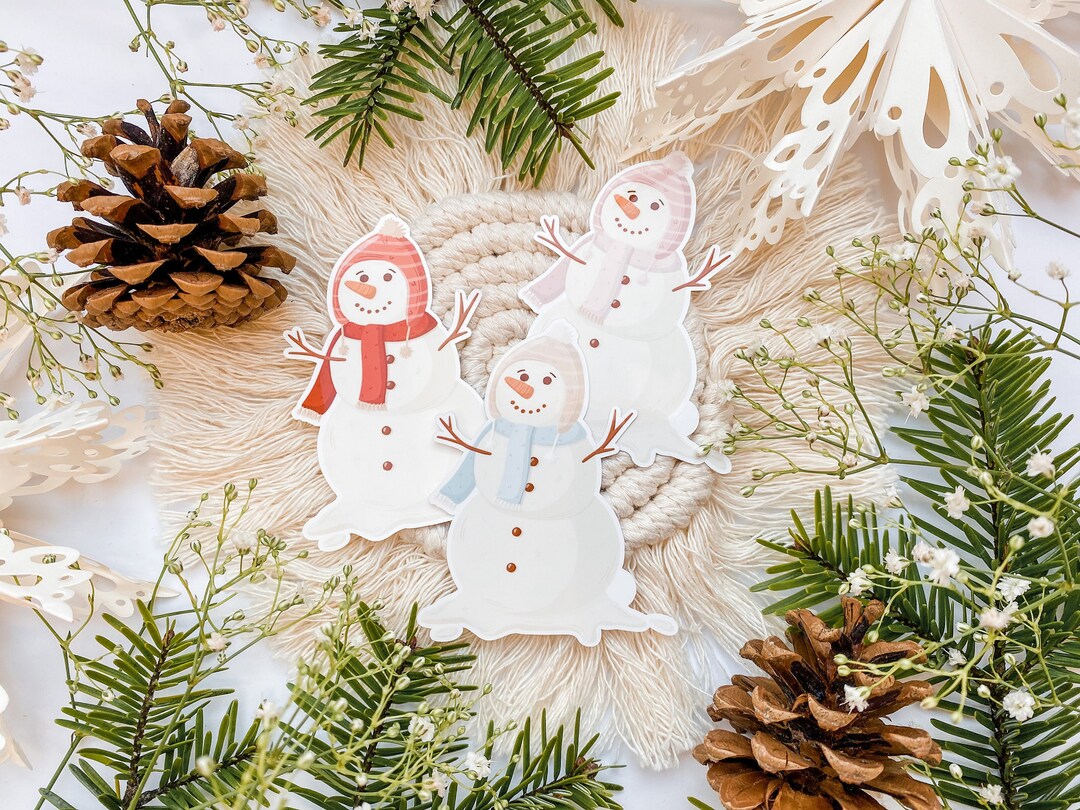 Snowman Sticker Vinyl, Winter Sticker for Laptop, Scrapbook Sticker ...