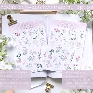 Sticker Sheet Flowers Light Pink, Journal Stickers Wildflowers, Floral ...