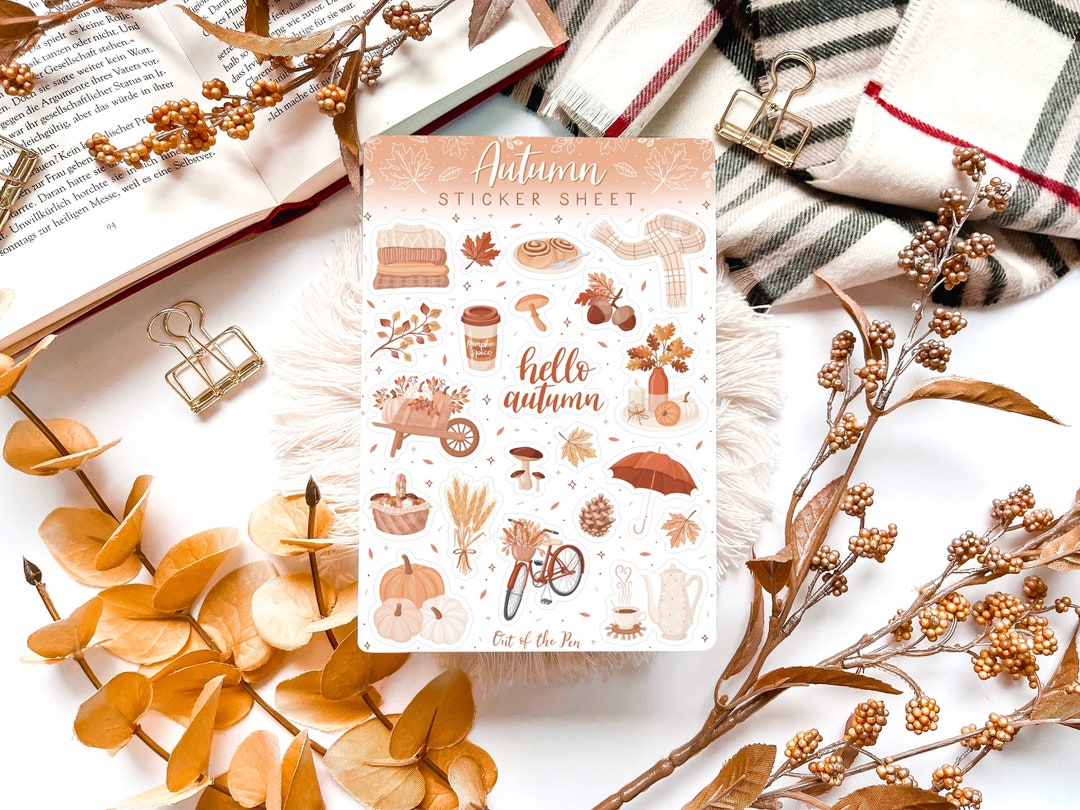 Sticker Sheet Autumn, Journaling Stickers Fall, Autumn Stickers ...