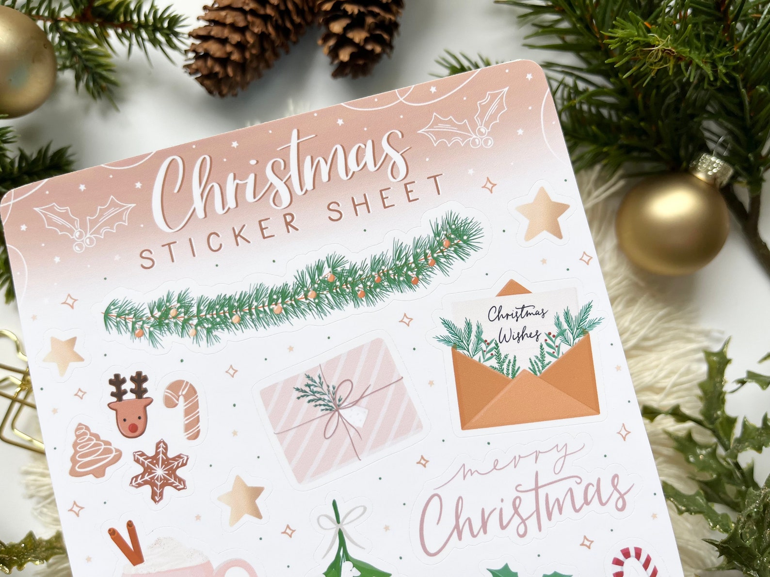 Sticker Sheet Christmas | Festive Journal Stickers, Christmas Stickers ...