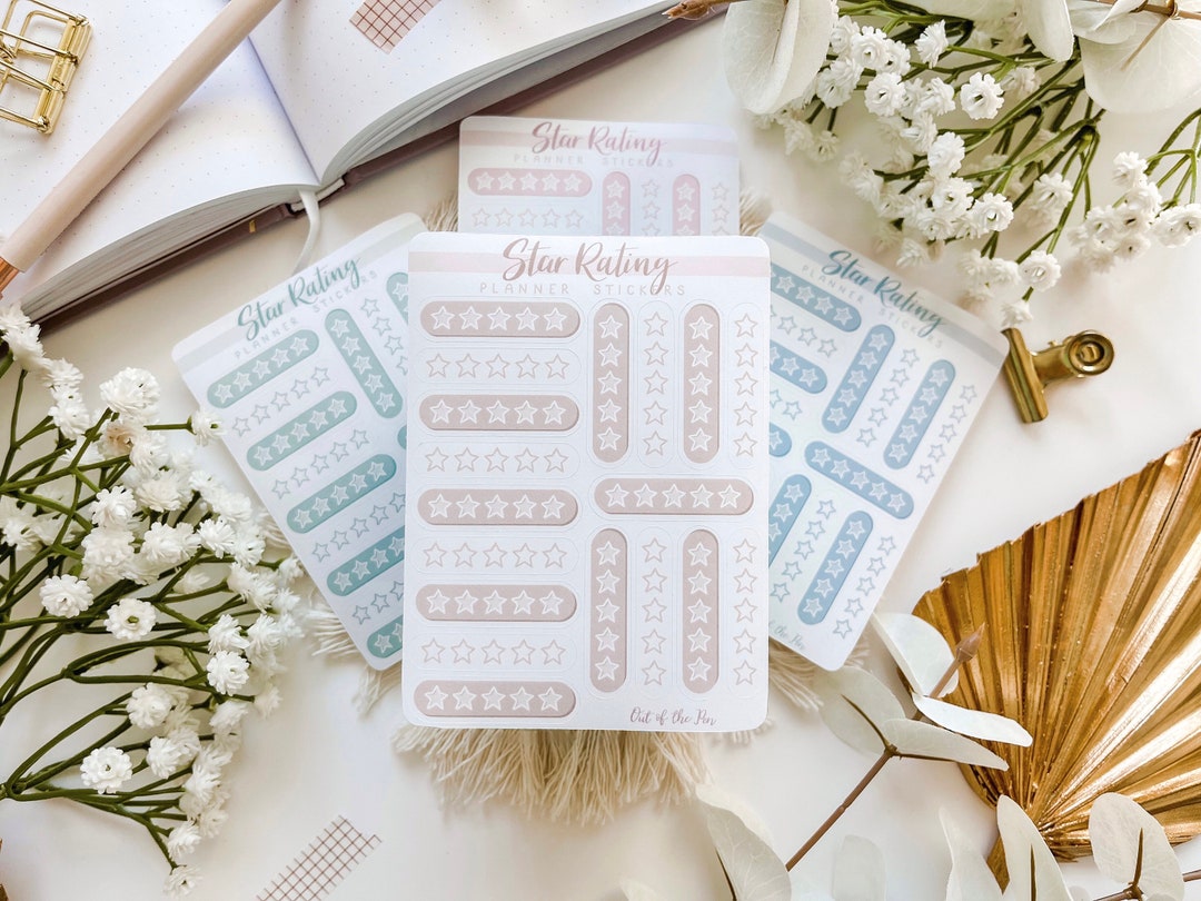 Sticker Sheet Star Rating, Blank 5 Star Stickers, Book Journal Stickers ...