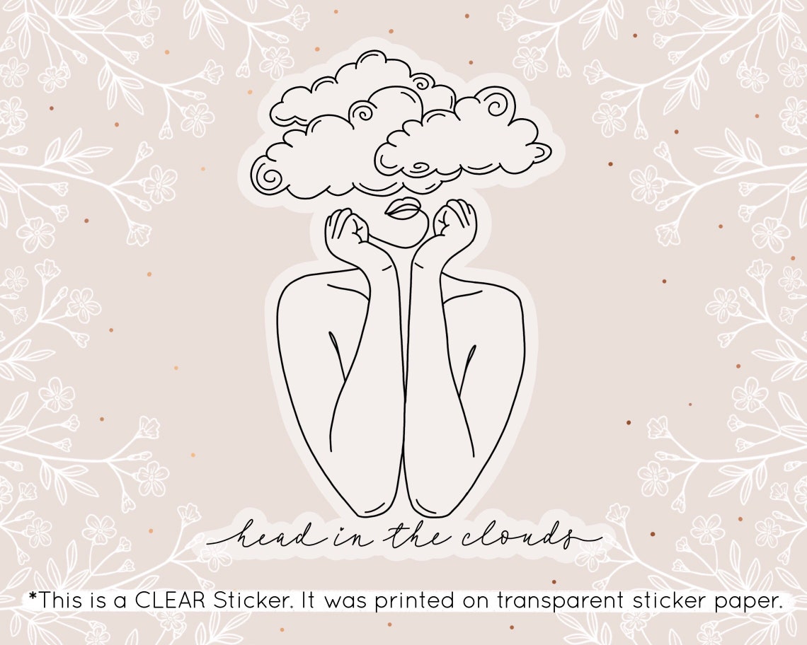 Line Art Woman Vinyl Sticker Black and White CLEAR Sticker - Etsy
