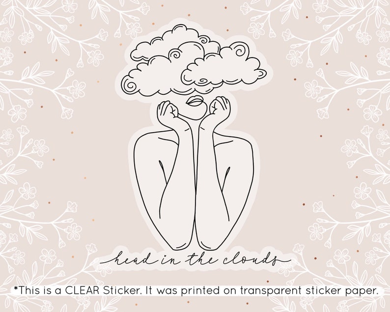 Line Art Woman Vinyl Sticker Black and White CLEAR Sticker - Etsy