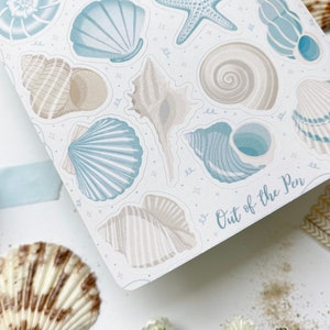 Sticker Sheet Seashells Blue, Journal Stickers Shells, Summer Stickers ...