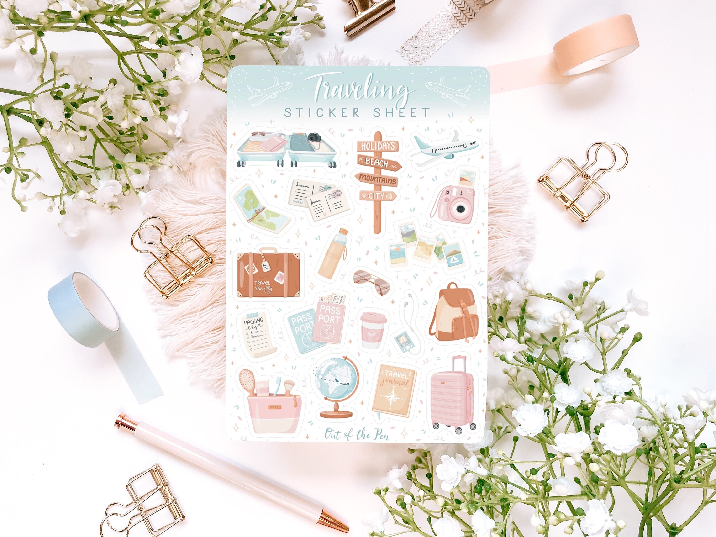 Sticker Sheet Reisen Traveling Sticker Sheet für Bullet - Etsy.de