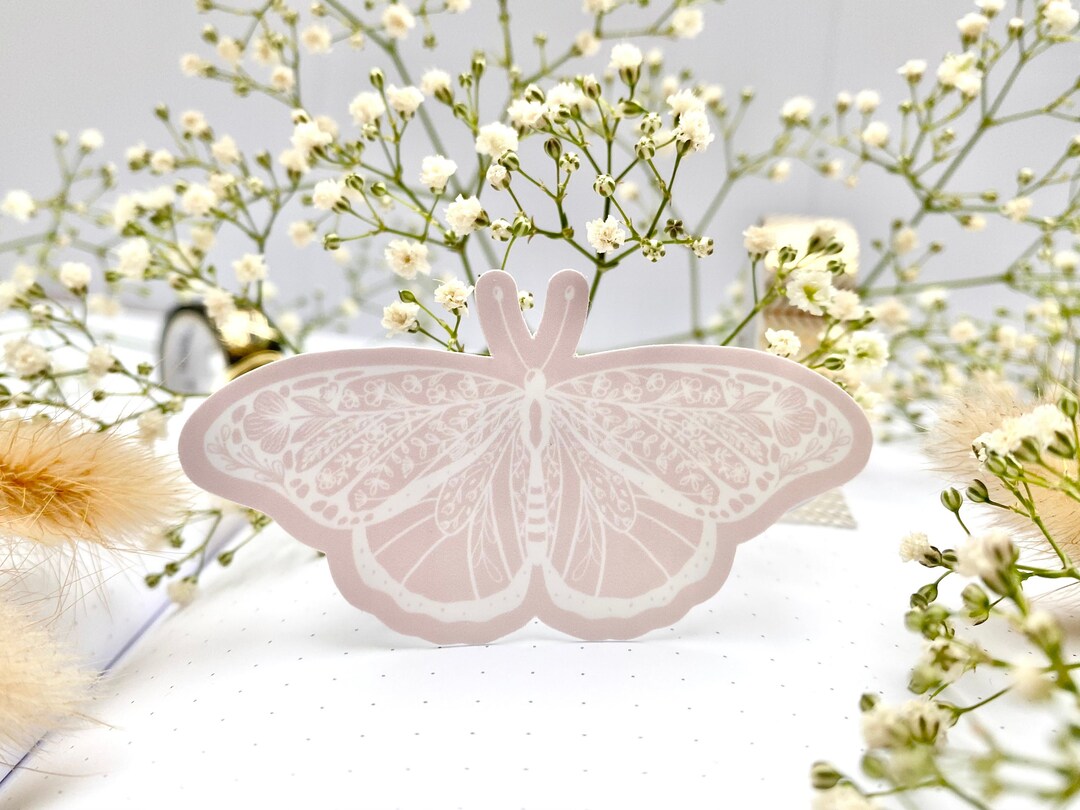 Butterfly Vinyl Sticker Light Pink, Spring Sticker Journal, Laptop ...