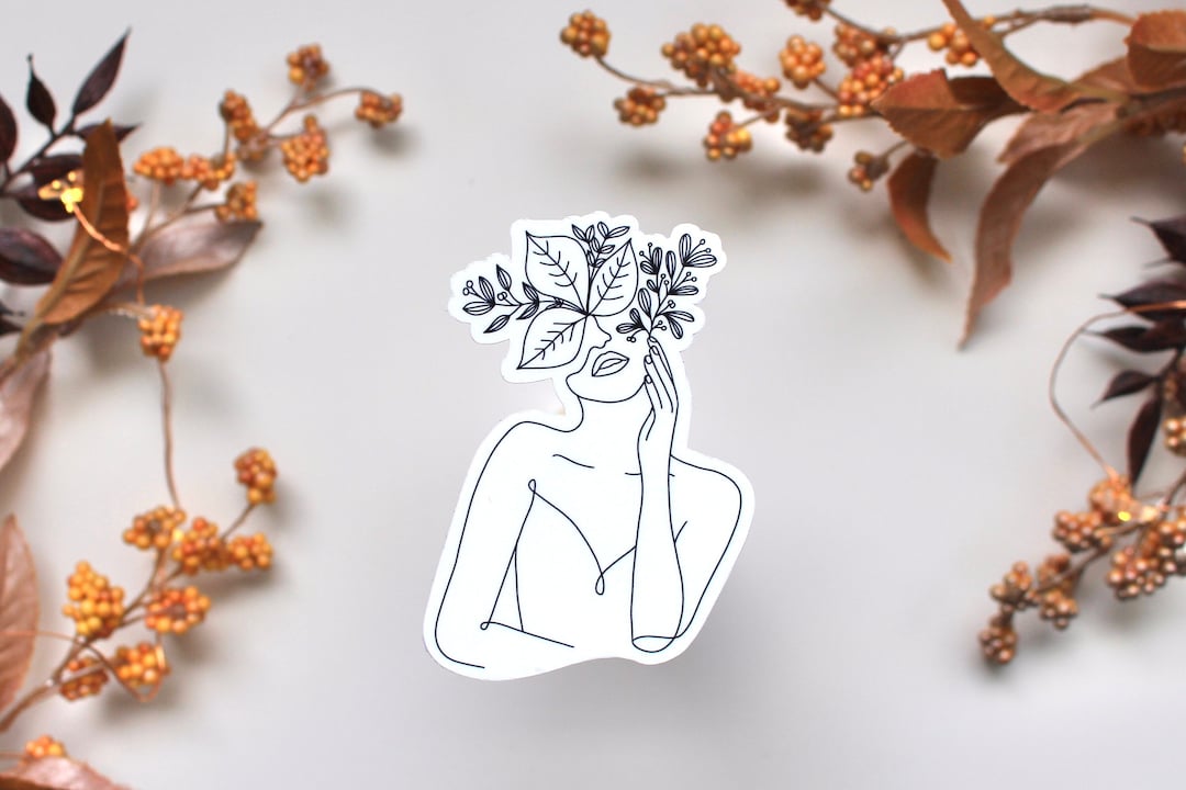 Line Art Woman Vinyl Sticker Black and White Sticker - Etsy