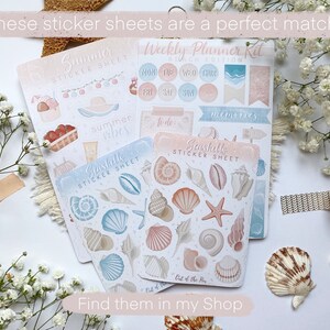 Sticker Sheet Seashells Blue, Journal Stickers Shells, Summer Stickers ...