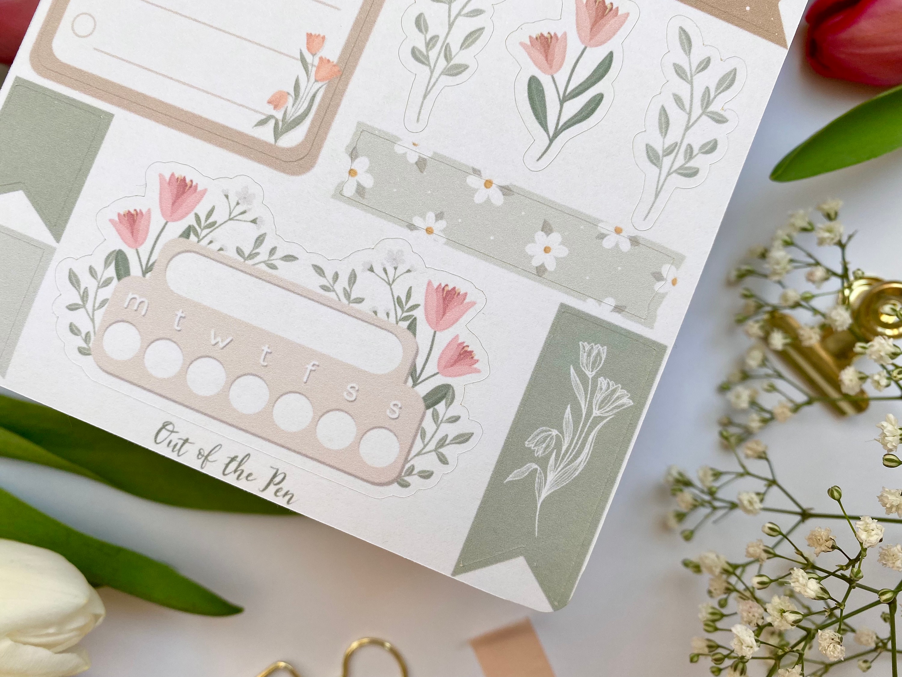 Weekly Planner Kit Floral | Flowers Weekly Spread Sticker Journal ...