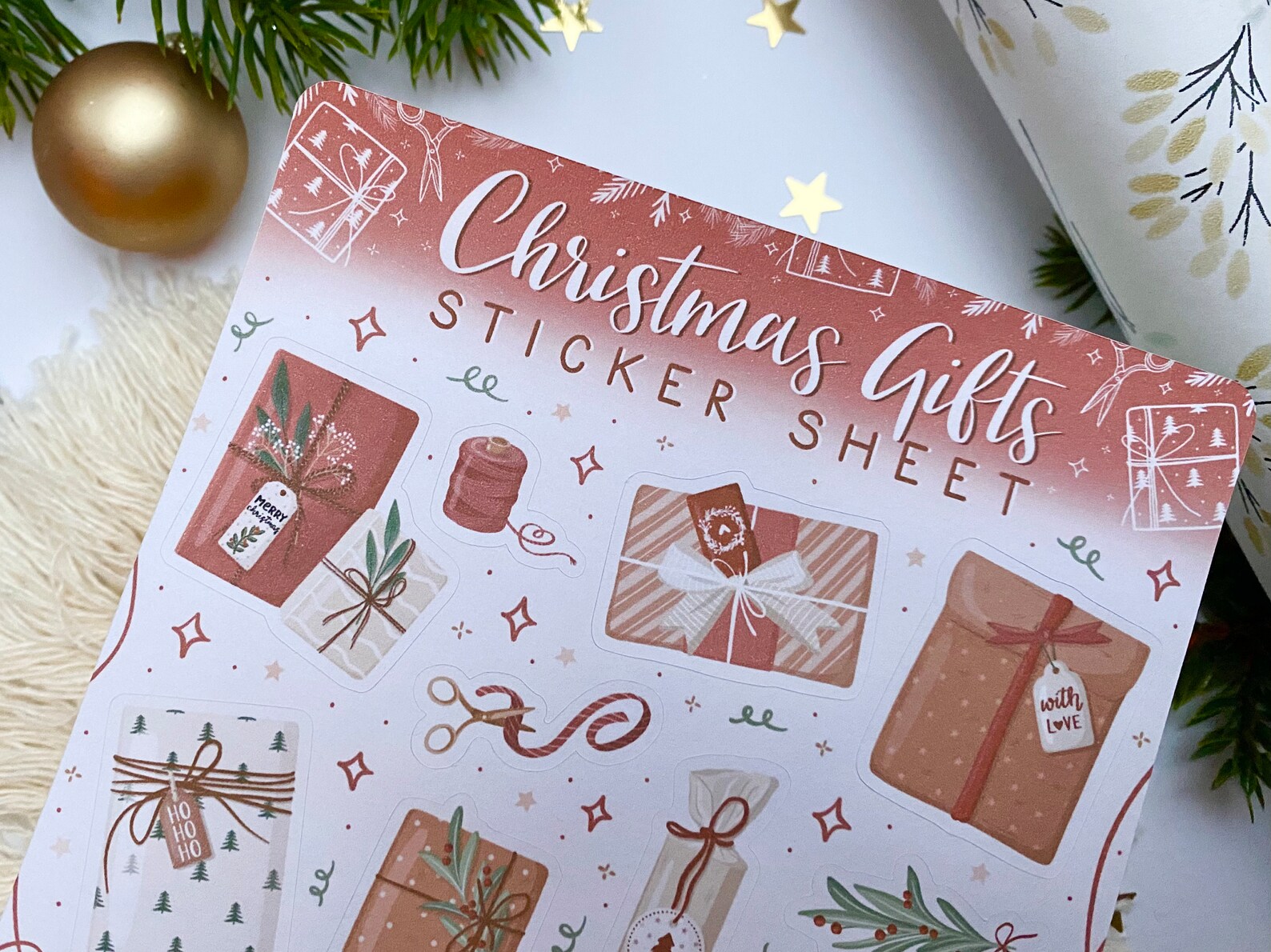 Sticker Sheet Christmas, Christmas Gifts Stickers, Planner Stickers ...