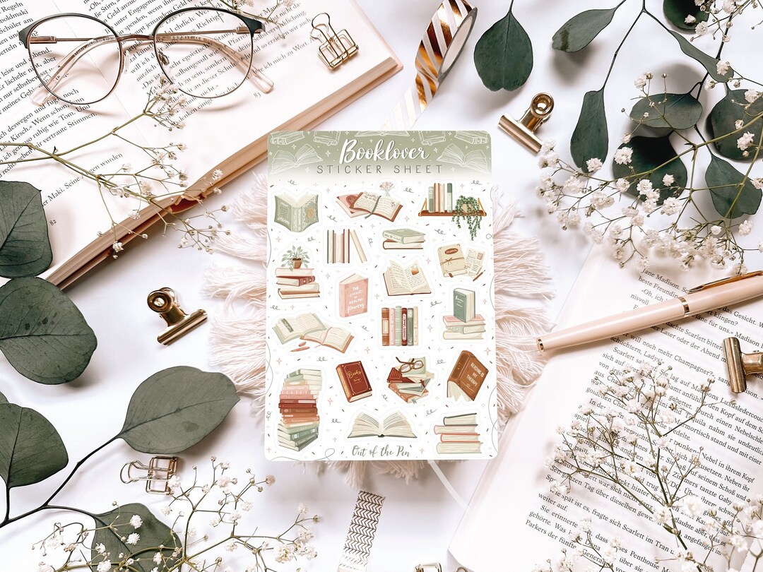 Sticker Sheet Booklover, Sticker Sheet Books, Stickers for Book Journal ...
