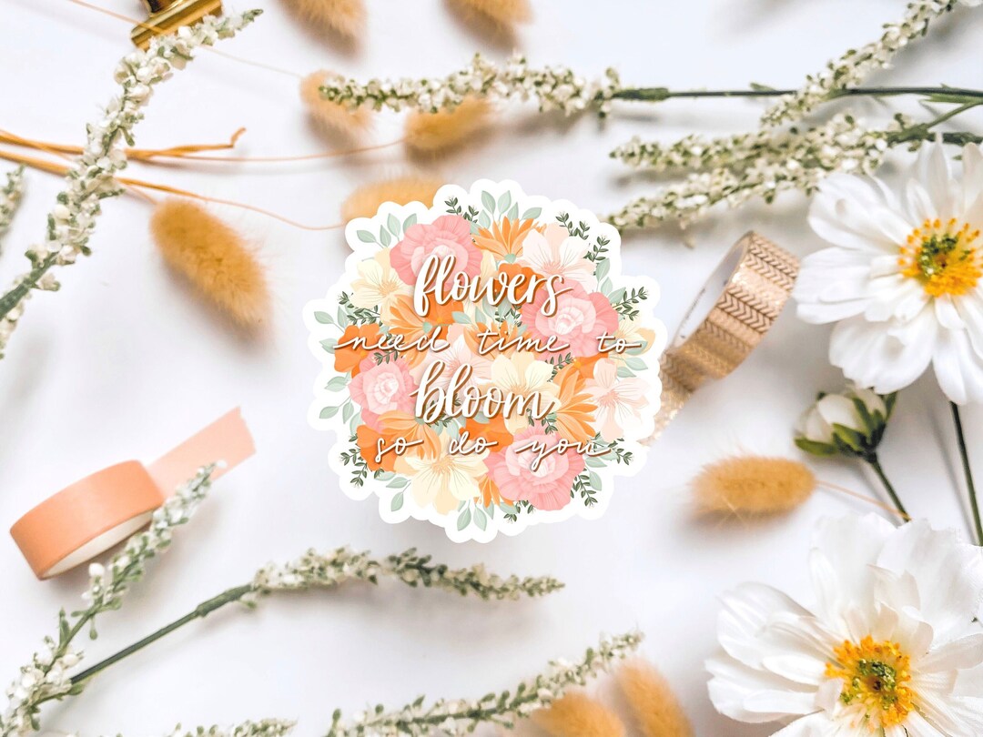 Floral Sticker Self Love, Mental Health Sticker, Self Love Sticker With ...