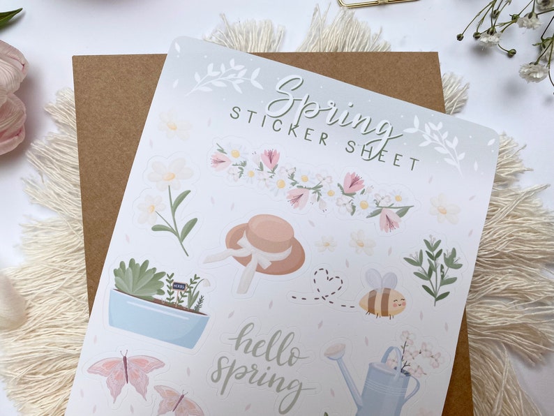 Sticker Sheet Spring, Journal Stickers Spring, Floral Calendar Stickers ...