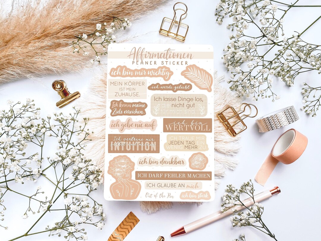Positive Affirmations Sticker Sheet | Stickers Diary, Motivational ...