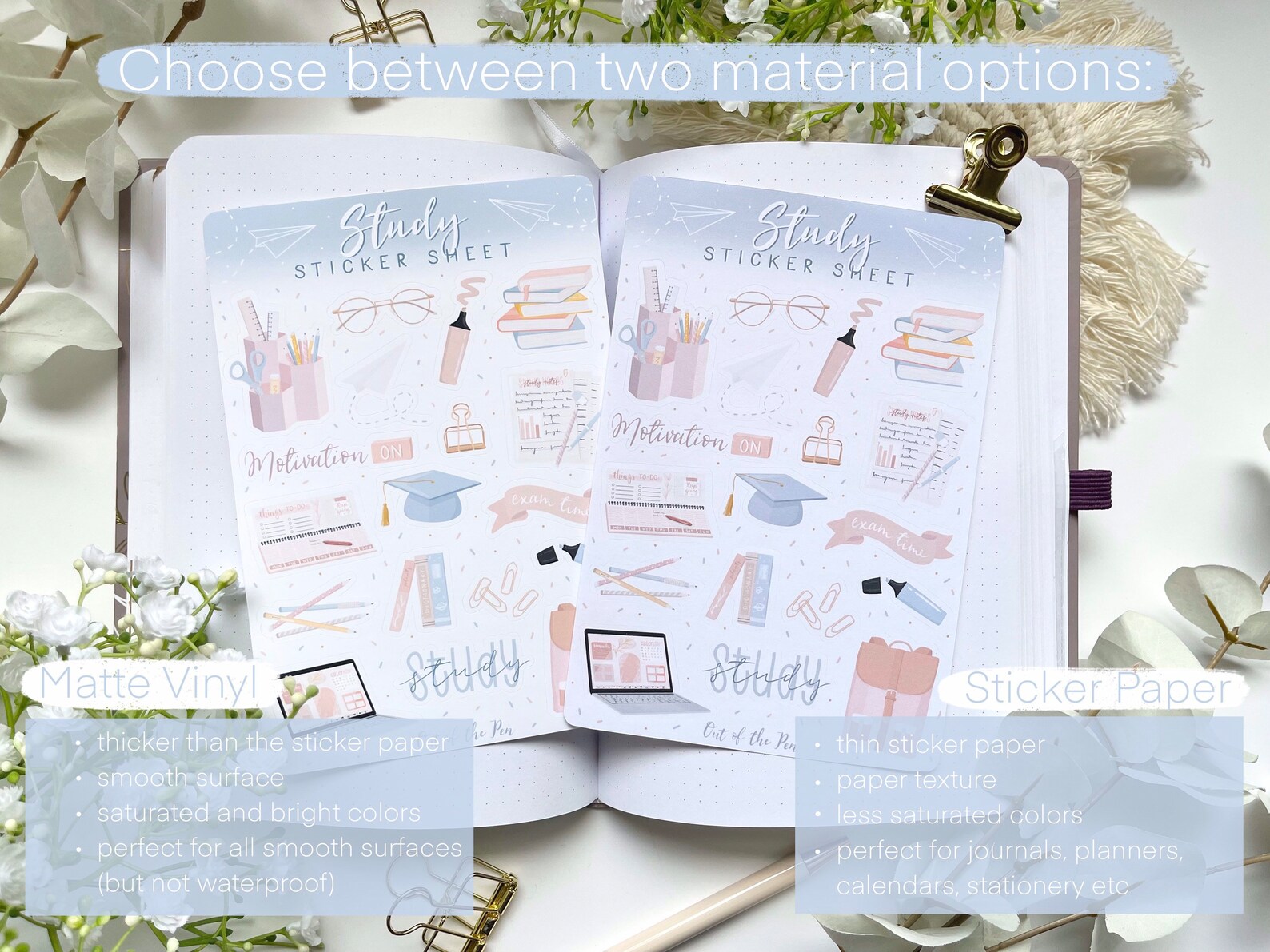 Sticker Sheet Study, Journal Stickers University, Study Planner ...