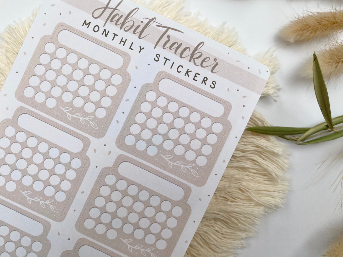Monthly Habit Tracker Stickers | Monthly Spread Sticker Journal, Habit ...