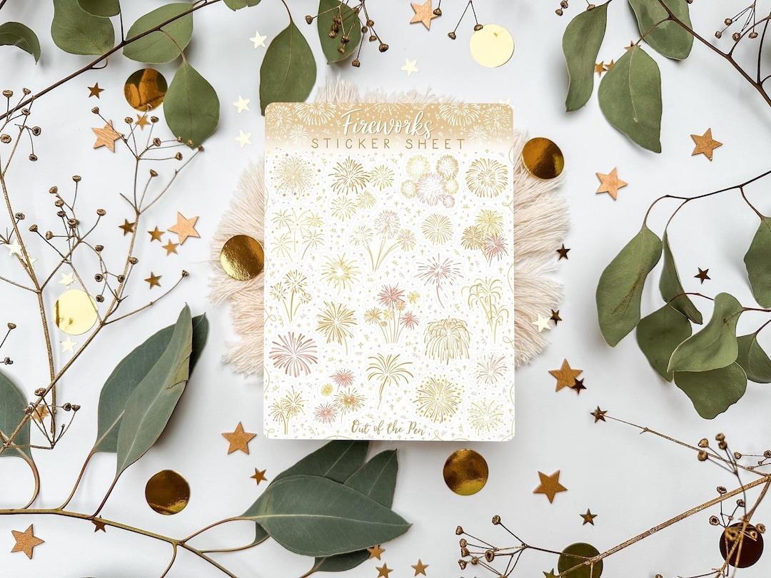 Sticker Sheet Fireworks, New Year's Eve Sticker Sheet, Journal Stickers ...