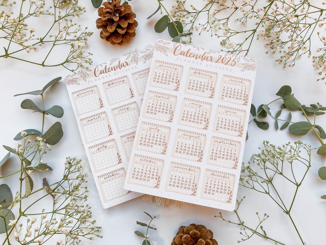 Calendar Stickers 2025, Mini Calendar Stickers German and English ...